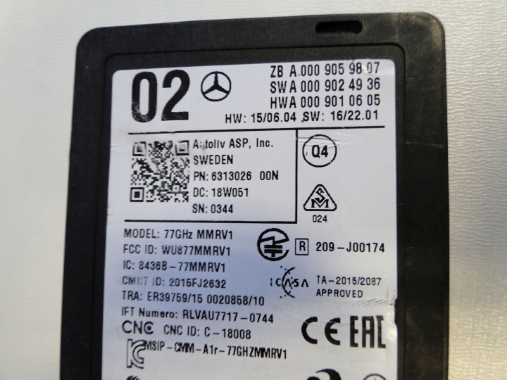 A0009059807 MERCEDES CLS 257 FRONT LIFTEM RADAR SENSOR PRE-SAFE IMPULSE ...