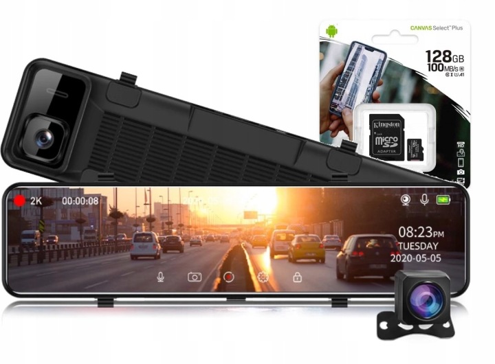 T12CM Wideorejestrator SONY IMX307 2K + FullHD 128