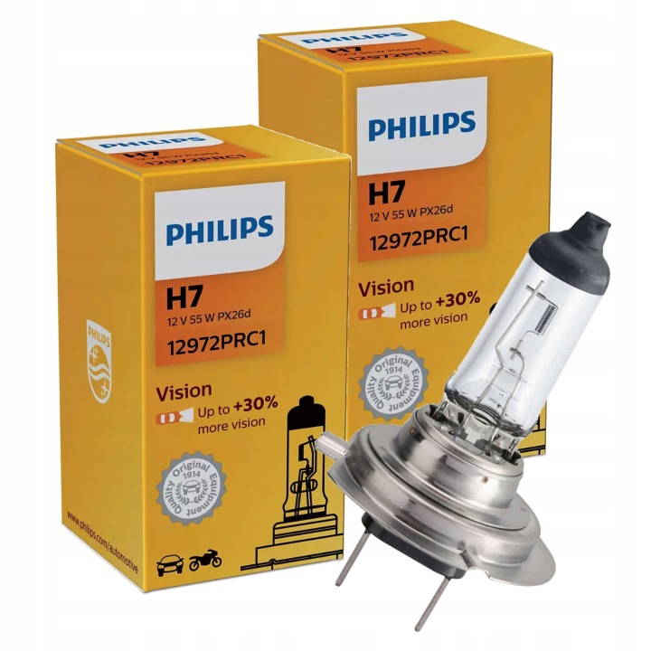 12972PR 2 LAMPS PHILIPS H7 VISION PREMIUM BOX +30%