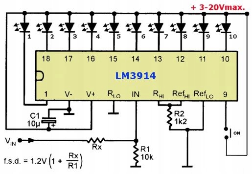 Lm3914 индикатор уровня сигнала схема - 97 фото