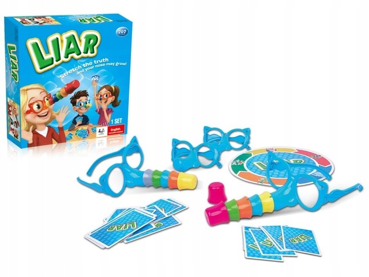 Gra planszowa GRA RODZINNA LIAR KARTY OKULARY DŁUGI NOS PINOKIO ChRLD ...