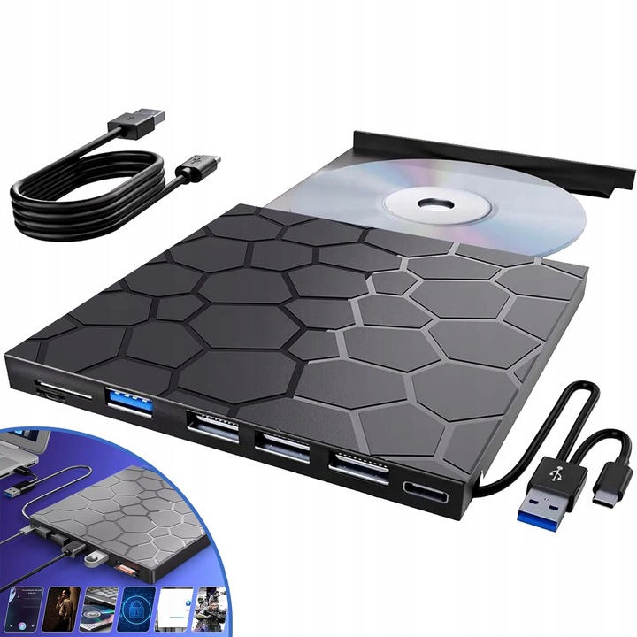 EXTERNÍ CD/DVD USB MECHANIKA PÁLÍCÍ CD A DVD PRO LAPTOP PC ...
