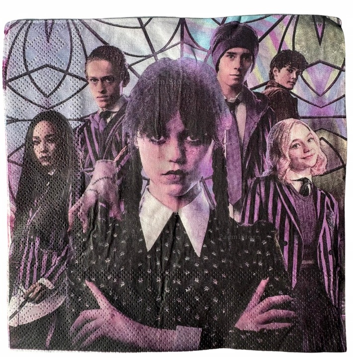 SERWETKI WEDNESDAY ADDAMS RĄCZKA RODZINA ADAMSÓW URODZINY 20 szt ...