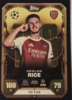TOPPS MATCH ATTAX 2025/26 2026 100 CLUB 463 DECLAN RICE ARSENAL ...