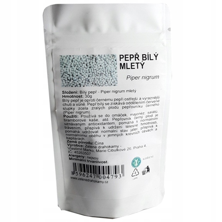 Őrölt fehér bors 30g Green Gems, (8596247004793) • Ár, Vélemények - Allegro