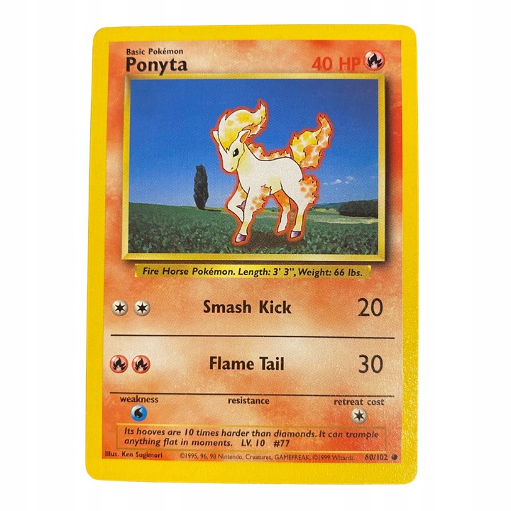 Karta Pokémon - Ponyta 60/102 - Base Set (Základná Sada) - Rok 1999 ...