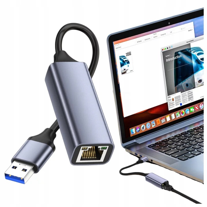 ADAPTER PRZEJŚCIÓWKA USB-C ETHERNET LAN RJ45 HUB KARTA SIECIOWA ...
