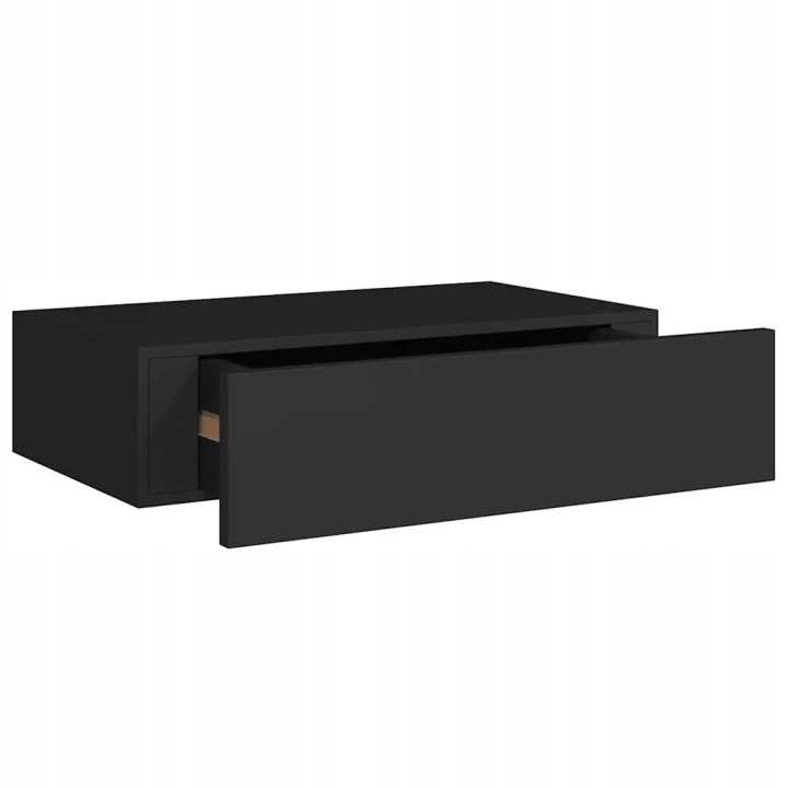 PÓŁKA ŚCIENNA Z SZUFLADĄ CZARNA 40 CM WISZĄCA MDF (8720286418680 ...
