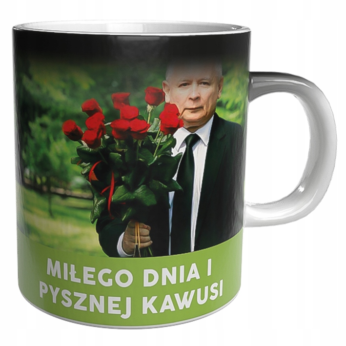 Kubek ceramika 330 ml Magiczny Kubek prezes Jarosław Kaczyński, PIS, kot, kawa, Morawiecki ...