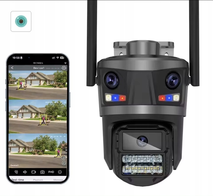 15MP 6K Potrójny obiektyw Potrójny ekran Kamera IP WIFI PTZ Śledzenie ...