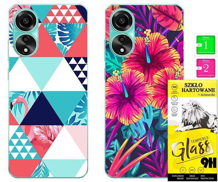 2x ETUI PLECKI FOTO Case OBUDOWA Pokrowiec + SZKŁO 9H do Oppo A78 4G ...