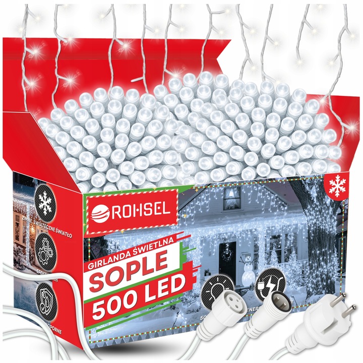 LAMPKI ZEWNĘTRZNE SOPLE LED 500 26.5M ŚWIATEŁKA ŚWIĄTECZNE CHOINKOWE ...