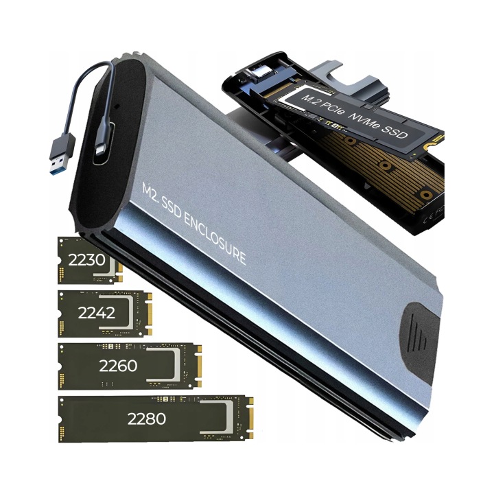 Obudowa zewnętrzna dysku adapter M.2 SATA III NVMe USB 3.1 etui USB C case - Sklep, Opinie, Cena ...
